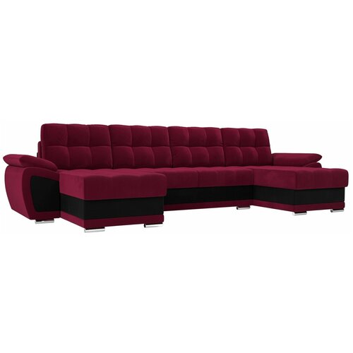 П-образный диван Нэстор, Бордовый; Черный