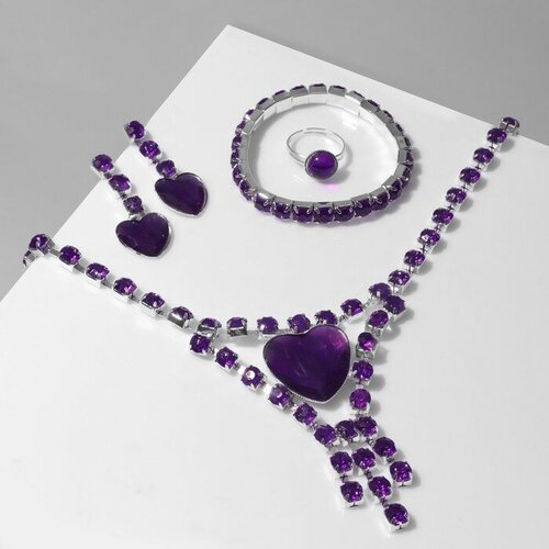 Комплект бижутерии ТероПром: кольцо, акрил, фиолетовый