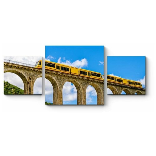 Модульная картина Поезд Jaune на мосту Седжурн70x30