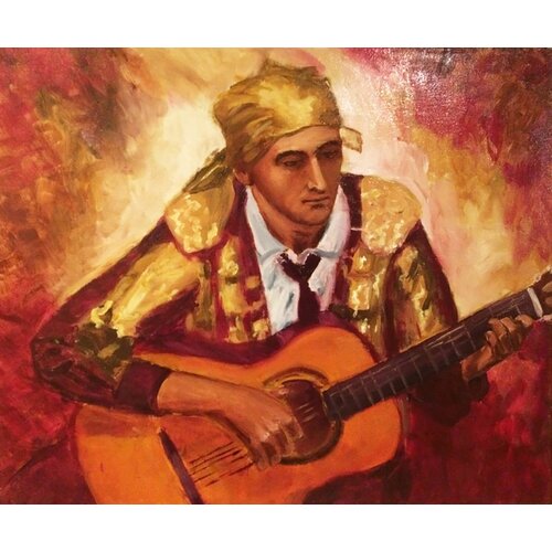 Картина маслом на холсте Гитарист Фламенко Испанский гитарист