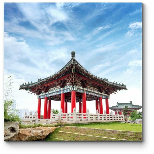 Модульная картина древняя китайская архитектура 90x90