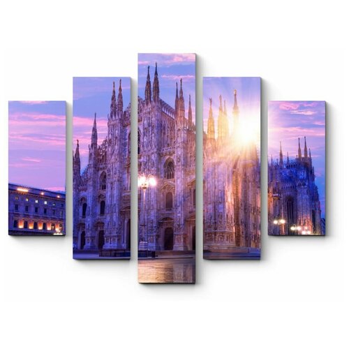 Модульная картина Миланский собор в лучах закатного солнца 105x84