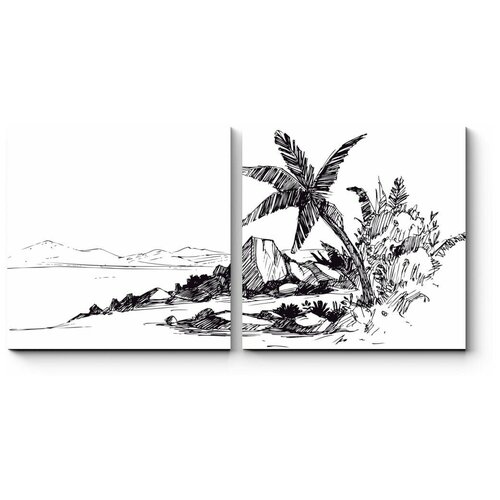 Модульная картина Зарисовка тропического пляжа 180x90