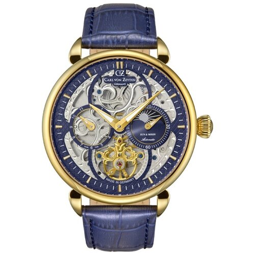 Наручные часы Carl von Zeyten Skeleton CVZ0005GBLS, синий, золотой
