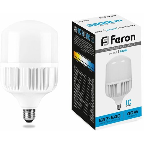 Лампа светодиодная Feron LB-65 25538, E27, T100, 40 Вт, 6400 К