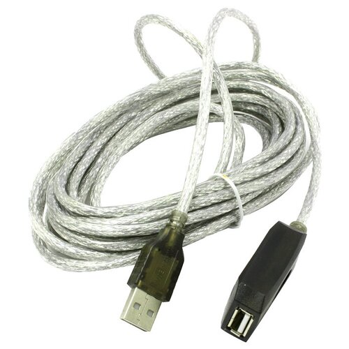 Удлинитель VCOM USB - USB (VUS7049), 5 м, серебристый