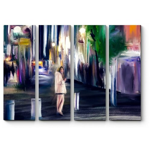 Модульная картина Девушка на улице вечернего Токио 90x68