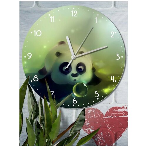 Настенные часы УФ с рисунком фэнтези животные панда милота - 3167