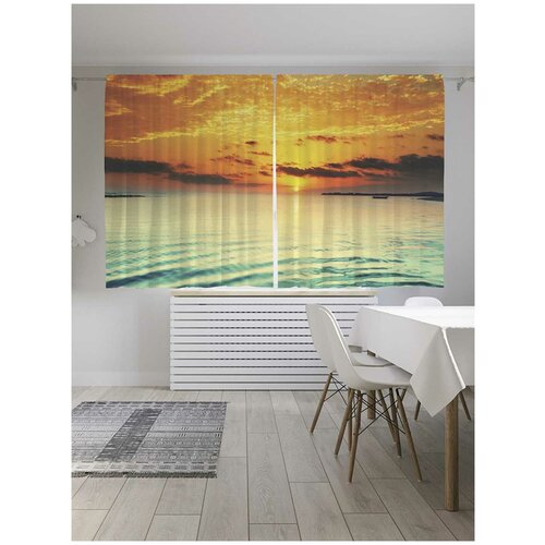 Классические шторы JoyArty "Загадочное морское утро", серия Oxford DeLux, 2 полотна 145x180 см
