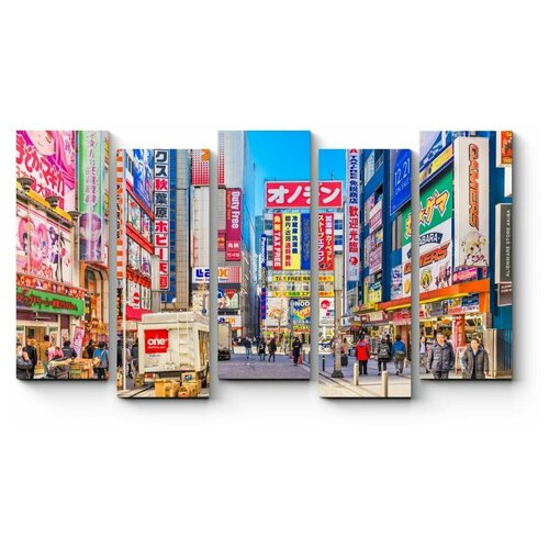 Модульная картина Пестрящий рекламой токийский центр100x58