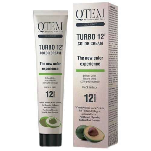QTEM перманентный краситель Turbo 12 Color Cream с восстанавливающими активами, 12.0 Скандинавский натуральный блонд, 100 мл