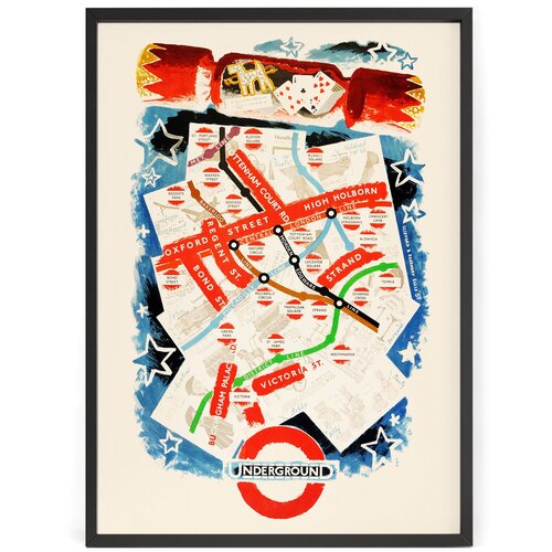 Винтажный постер о путешествиях на стену Реклама метро Лондона 1935 год 50 x 40 см в тубусе