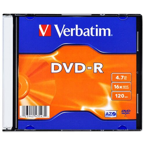 Диск Verbatim DVD-R 4,7Gb 16x slim, упаковка 20 штук