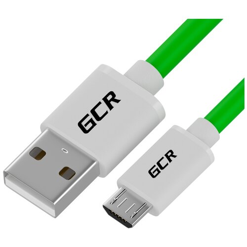 Кабель GCR USB - microUSB (GCR-UAQC2), 0.15 м, 1 шт., зеленый