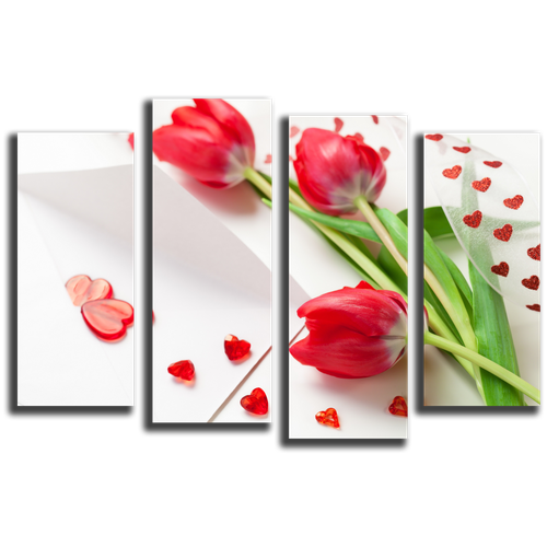 Модульная картина "Красные тюльпаны"