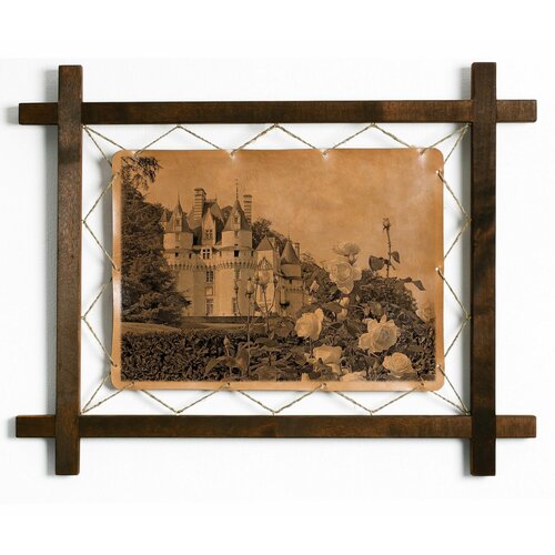 Картина Замок Юссе, гравировка на натуральной коже, в деревянной раме, подарок, BoomGift