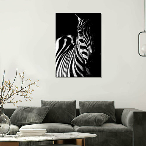 Интерьерная картина на холсте - чёрно-белая зебра 30х40