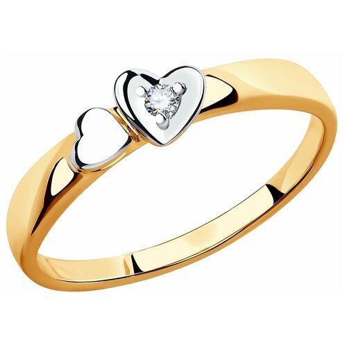 Кольцо помолвочное SOKOLOV, красное золото, 585 проба, бриллиант, размер 16