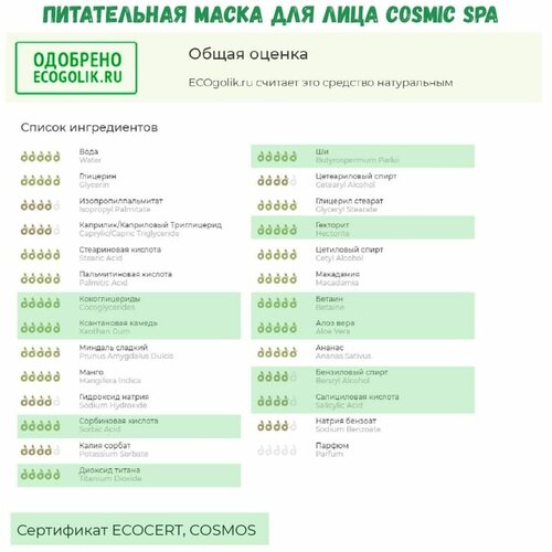 Маска для лица питательная COSMIC SPA, натуральная био маска с маслами какао ши и макадамии 75 мл WE ARE THE PLANET