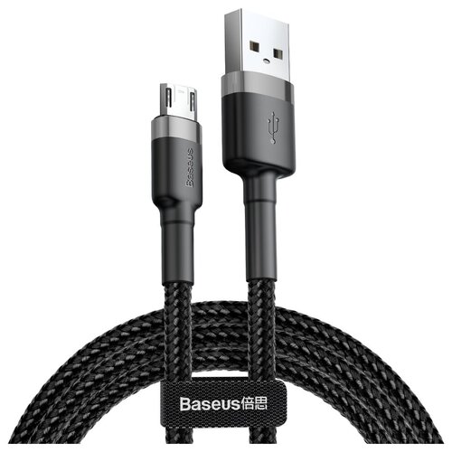 Кабель Baseus carfule USB - Micro 2.4A 0.5 м Серый + Черный CAMKLF-AG1）
