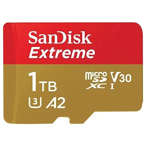 Карта памяти SanDisk microSDXC 1 ТБ Class 10, V30, A2, UHS-I, R/W 160/90 МБ/с, адаптер на SD, красный/бежевый
