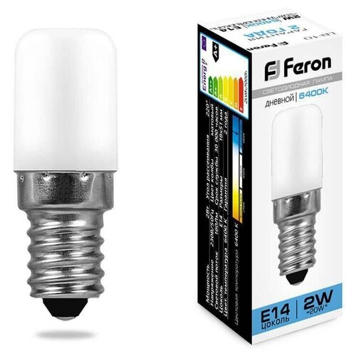 Feron (10 шт.) Лампа светодиодная Feron E14 2W 6400K Цилиндр Матовая LB-10 25988