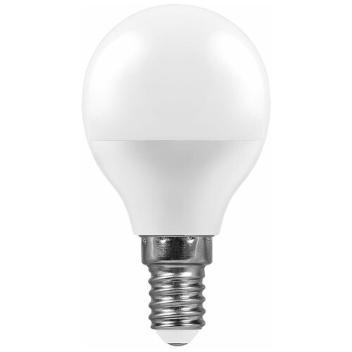 Лампа светодиодная LED 9вт Е14 белый матовый шар | код. 25802 | FERON ( 1шт. )