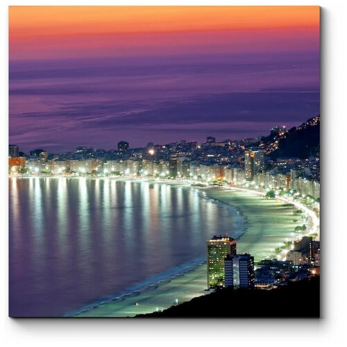 Модульная картина Пляж Копакабана в свете ночных огней 50x50