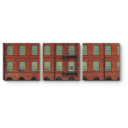 Модульная картина Красное здание с лестницей200x67