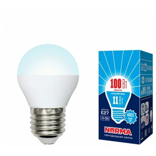 Лампа светодиодная E27 11W 4000K матовая LED-G45-11W/NW/E27/FR/NR UL-00003834