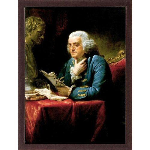 Портрет политика Бенджамина Франклина (2), 30х40 см, в рамке