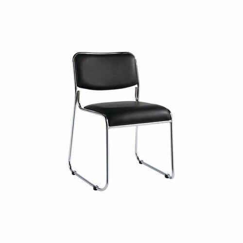 Стул Easy Chair кожзам, черный, без подлокотников, хром