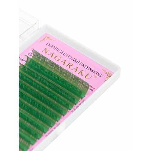 Зеленые ресницы Nagaraku MIX Premuim Extensions C 0.10 7-15 mm