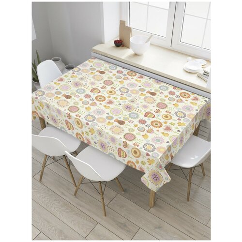 Скатерть прямоугольная JoyArty на кухонный стол "Винтажные цветы наив" из оксфорда, 120x145 см