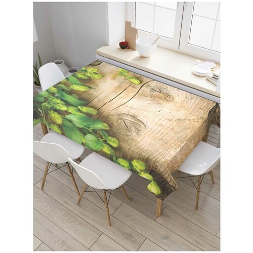 Скатерть прямоугольная JoyArty на кухонный стол "Лиана на деревянной стене" из оксфорда, 180x145 см