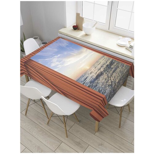 Скатерть прямоугольная JoyArty на кухонный стол "Морской занавес" из оксфорда, 120x145 см