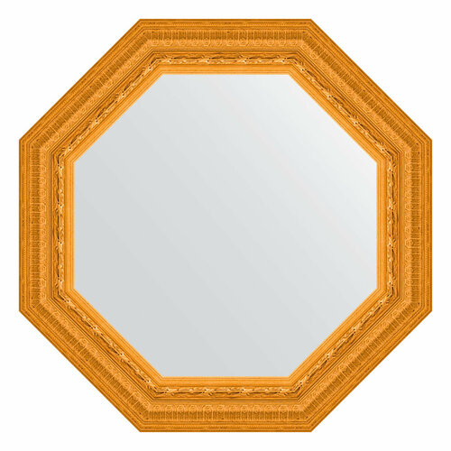 Зеркало настенное Octagon EVOFORM в багетной раме сусальное золото, 59х59 см, для гостиной, прихожей, кабинета, спальни и ванной комнаты, BY 7326