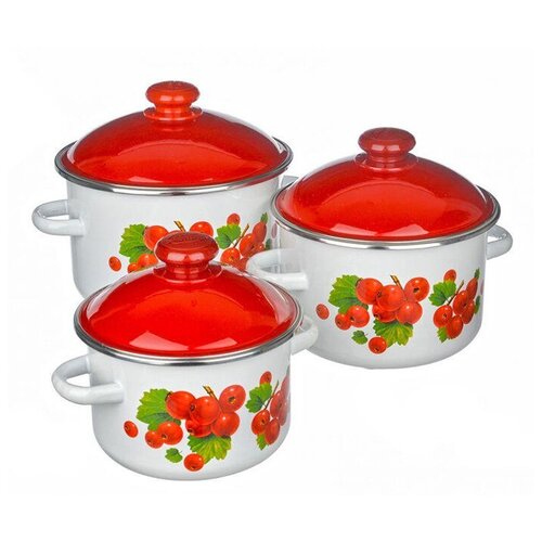 Набор посуды СтальЭмаль N15BY84 Калина красная 6 пр. белый/красный 6 шт.