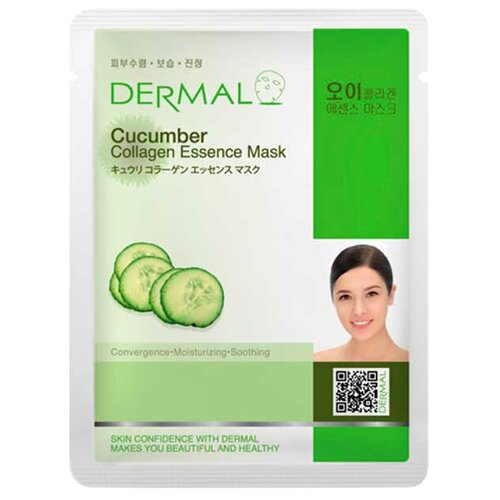 DERMAL Cucumber Collagen Essence Mask Тканевая маска с коллагеном и экстрактом огурца, 23 г, 23 мл