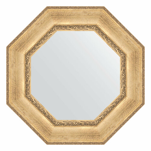 Зеркало настенное Octagon EVOFORM в багетной раме состаренное серебро с орнаментом, 67х67 см, для гостиной, прихожей и ванной комнаты, BY 7390