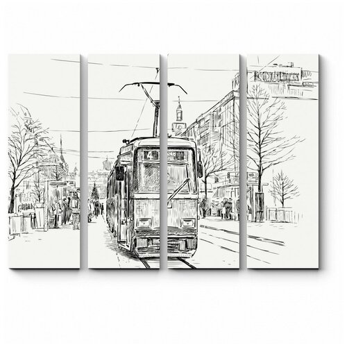 Модульная картина Городской пейзаж в черно-белом 60x45