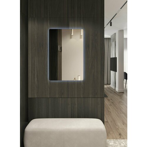 Зеркало для ванной Prisma 140*90 прямоугольное вертикальное "парящее" с холодной LED-подсветкой