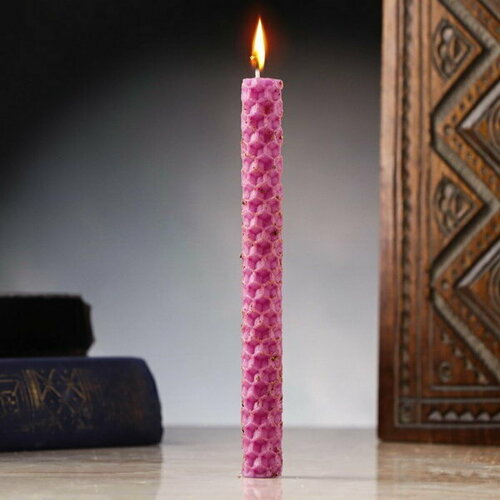 Свеча из вощины с гвоздикой "Наполнение жизненной энергии", 13х1.7 см, 1 ч, фиолетовый