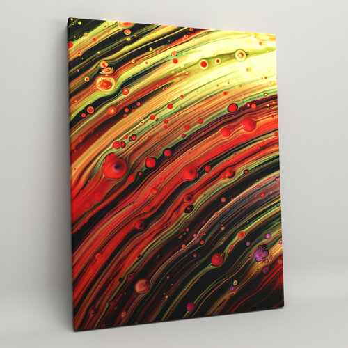 Картина на холсте (интерьерный постер) "Разводы краски на воде" абстракция, с деревянным подрамником, размер 45x60 см