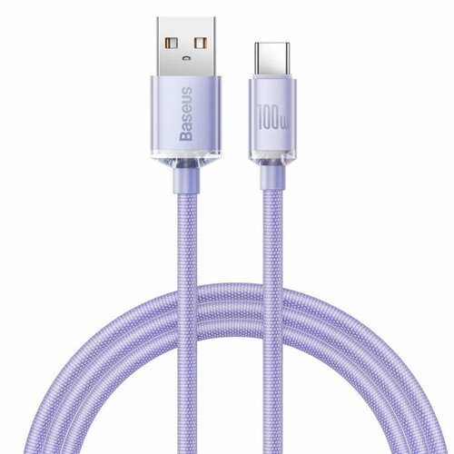 Кабель для зарядки и передачи данных 100W 1.2 метра Baseus Crystal Shine Series Fast Charging Data Cable USB to Type-C 100W 1.2m (CAJY000405) фиолетовый