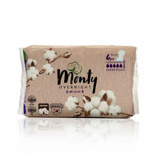 Monty, Женские ночные прокладки Ultra Soft, Super Plus , 6ШТ