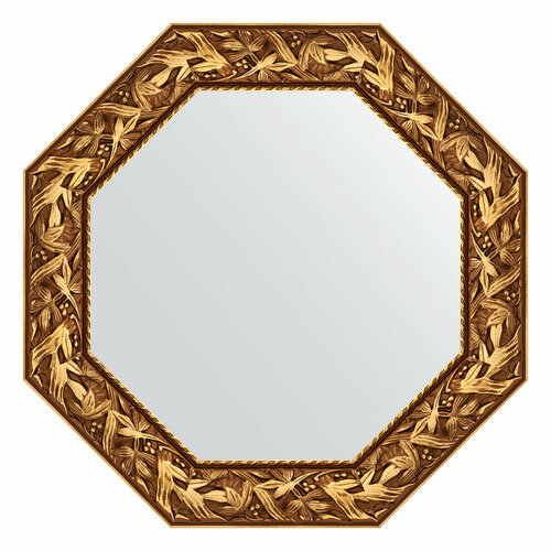 Зеркало настенное Octagon EVOFORM в багетной раме византия золото, 73х73 см, для гостиной, прихожей, кабинета, спальни и ванной комнаты, BY 7371