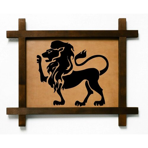 Картина "Лев", интерьерная, холст для украшения и декора на стену кухни гостиной детской комнаты спальни в деревянной рамке