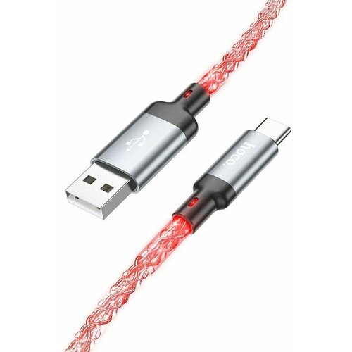 Кабель Hoco U112, USB To Type-C, 1м, 3A, светящийся.