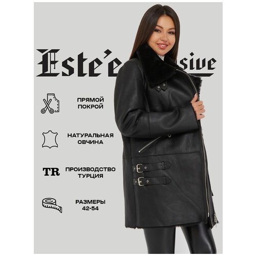 Дубленка Este'e exclusive Fur&Leather, размер 44, черный